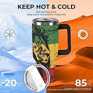 Lion Reggae Jamaica 40OZ Tumbler Stainless Steel Travel Mug Water Bottle Car Cup Tea Cups with Lid Black-style