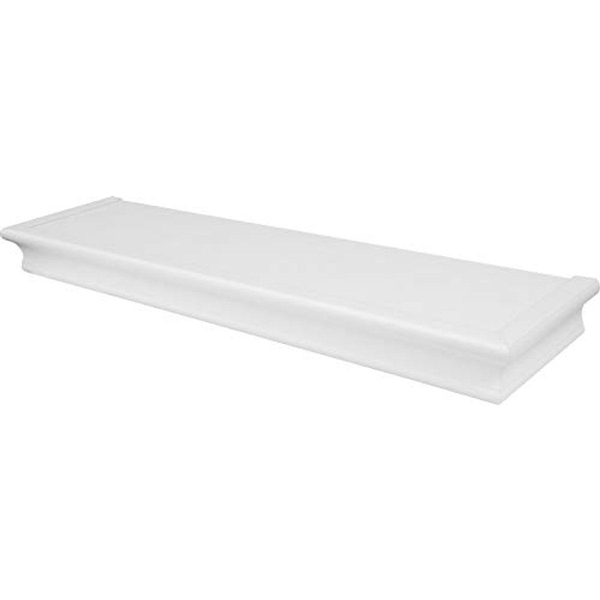 HIGH & MIGHTY 515610 Decorative 24" Floating Shelf Holds up to 20lbs, Easy Tool-Free Dry Wall Installation, Beveled, Retail Packaging, White