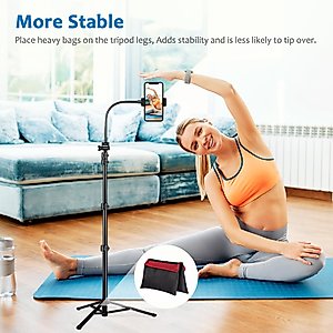 Phone Tripod, 80" Tall Tripod for iPhone with 13" Adjustable Gooseneck, Cell Phone Tripod with Remote and Phone Holder, Overhead Tripod Stand for iPhone 15 14 13 12 Android Phone
