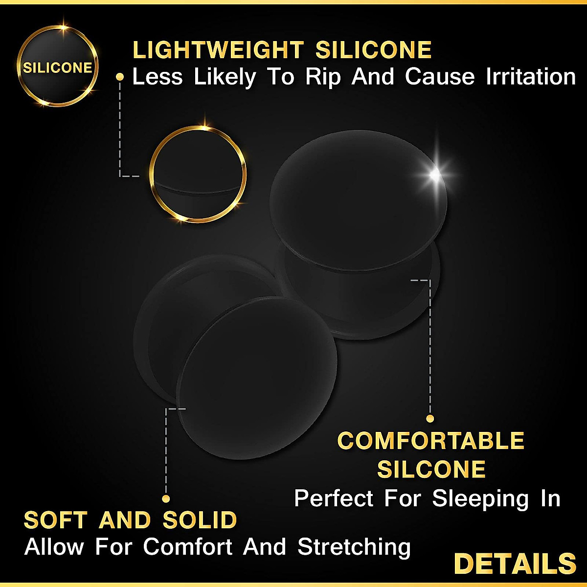 BanaVega 2PCS Silicone Black 0g 8mm Double Flared Saddle Earring Stretcher Ear Gauge Plug Earring Lobe Piercing Jewelry 2667