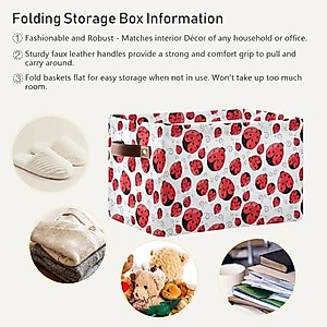 Ladybird Storage Basket Bins Collapsible Toy Storage Bins with Handles Laundry Baskets for Playroom Living Bed Room Office Clothes Nursery,1 pcs