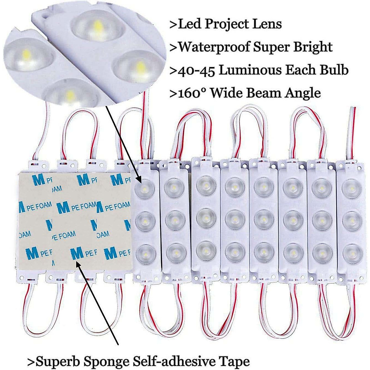 Store Showcase LED Lights 60 Leds 12V 40LM/chip Waterproof White Light with Project Lens for Store LED Project Decorative Light Fixtures