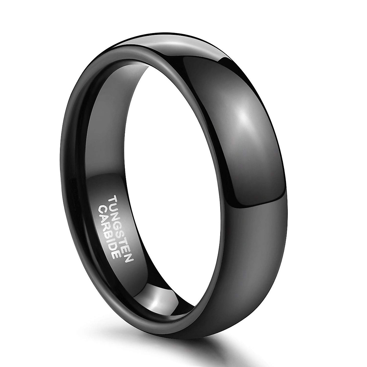 TRUMIUM 6mm Black Tungsten Ring for Men Women High Polished Comfort Fit Wedding Band Size 11