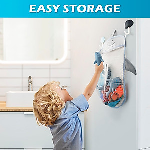 No Hole Mold Free Bath Toys for Toddlers 1-3, Water Toys for 6-12 Months Infants with Storage Bag, Baby Shark Toys for Pool, Bathtub, Beach, Shower, Tub, Kids Boys Girls Gifts