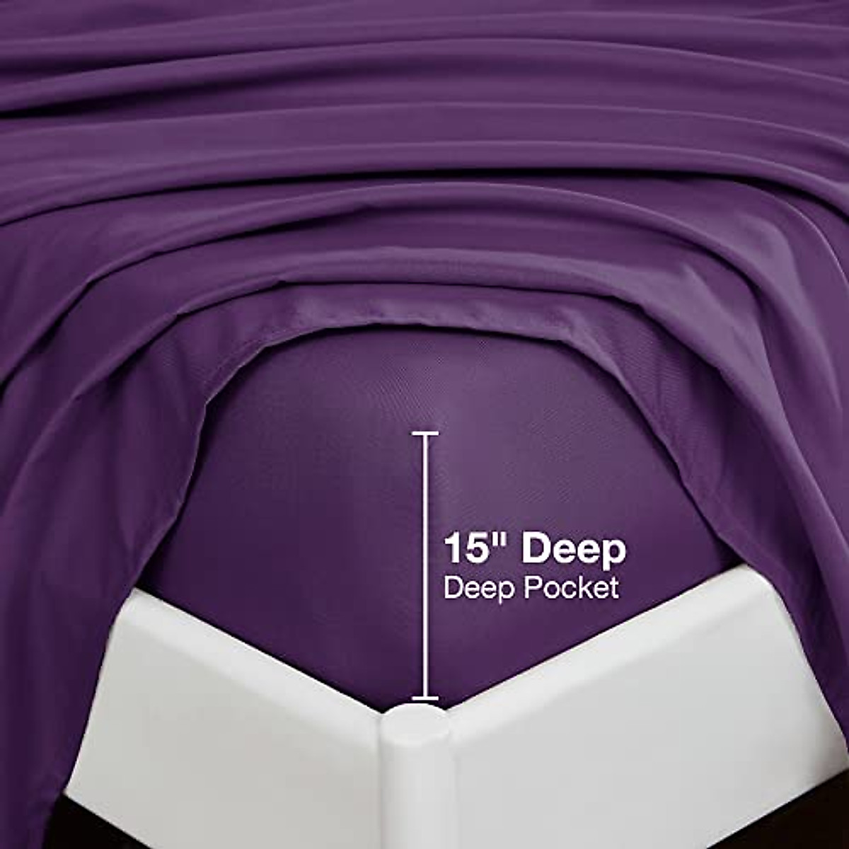 softan King Size Sheet Set - Soft King Bed Sheets - Brushed Microfiber Fitted Sheet with 15" Deep Pockets - Breathable 4 Pieces Sheet Set for King Bed - Bedding Sheets & Pillowcases, Purple