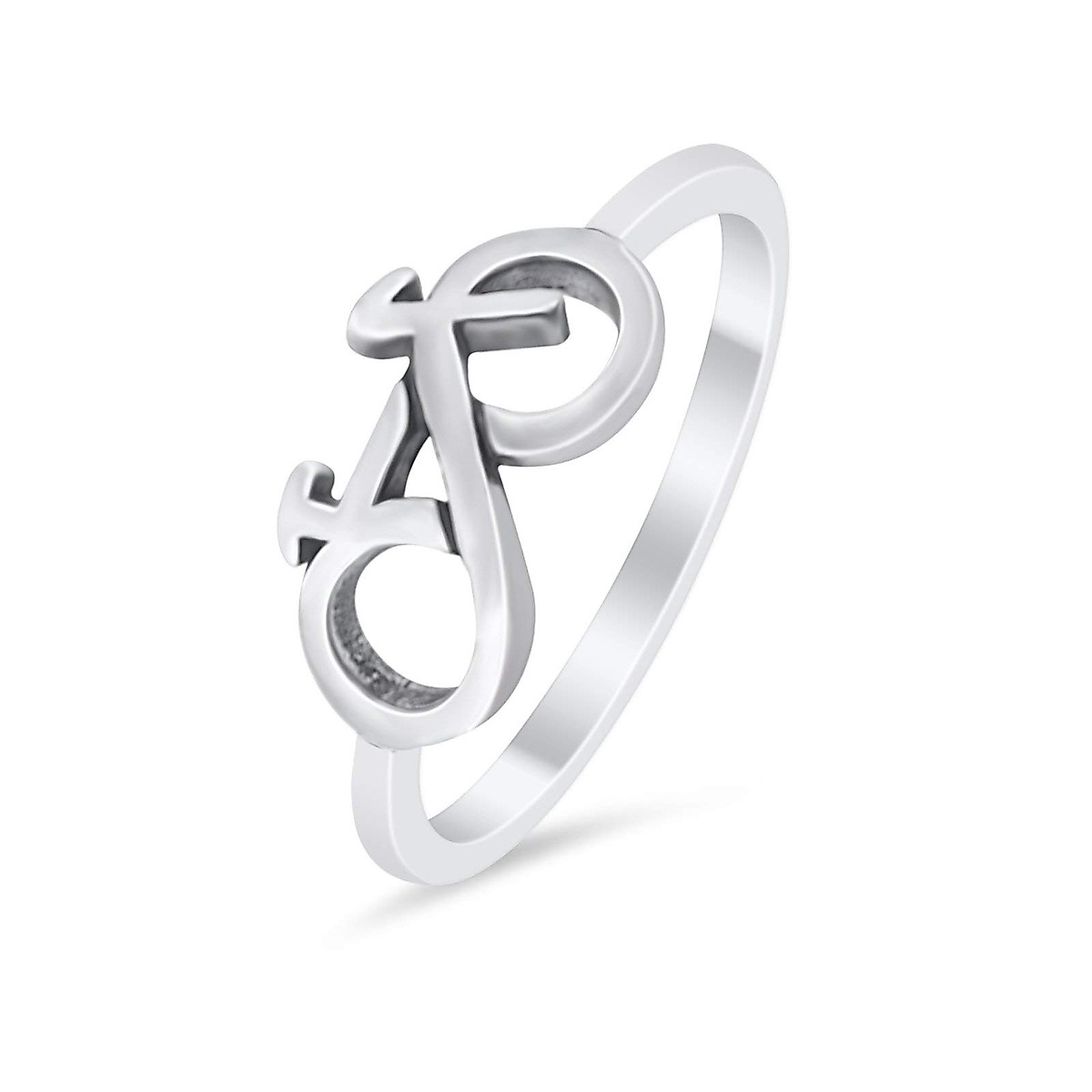 Blue Apple Co. Sterling Silver Size-8 Cute Petite Dainty Bicycle Plain Band Thumb Ring Round 925 Sterling Silver