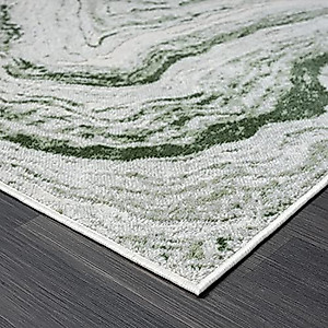Abani Atlas 8'x10' Green/Grey Area Rug, Abstract Marble - Durable Non-Shedding - Easy to Clean