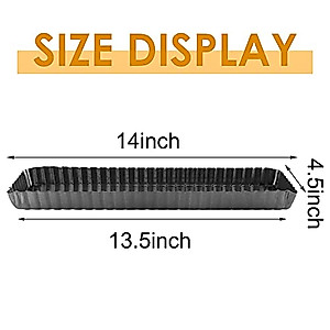 Cyimi Rectangular Tart Pan 14 Inch Nonstick Quiche Pie Pan with Removable Bottom Tart Pan for Pies, Quiche Bakeware, Cheese Cakes, Desserts