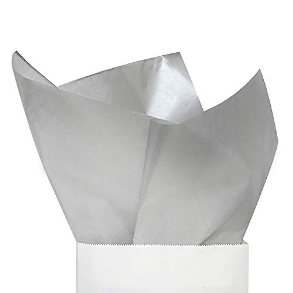 UNIQOOO 100 Sheets Metallic Silver Foil Gift Tissue Paper Bulk, 20X14 Inch, Art Wrapping Paper for Gift Bag Box Packing, Wedding Birthday Party Favor, Pom Pom Piñata Tassel