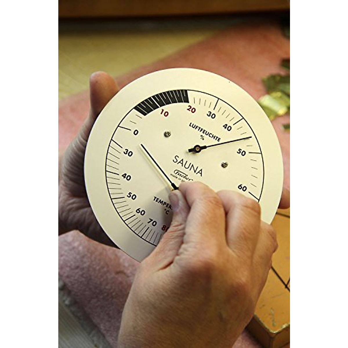 Fischer Sauna Thermometer (°Fahrenheit) & Hygrometer 6.7 Inch, 188TH-03F - Made in Germany