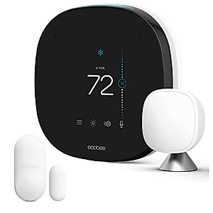 ecobee Smart Thermostat with Smart Sensor Included + 1 Smart Sensor for Doors and Windows, Black, White (EB-STATE5-01)