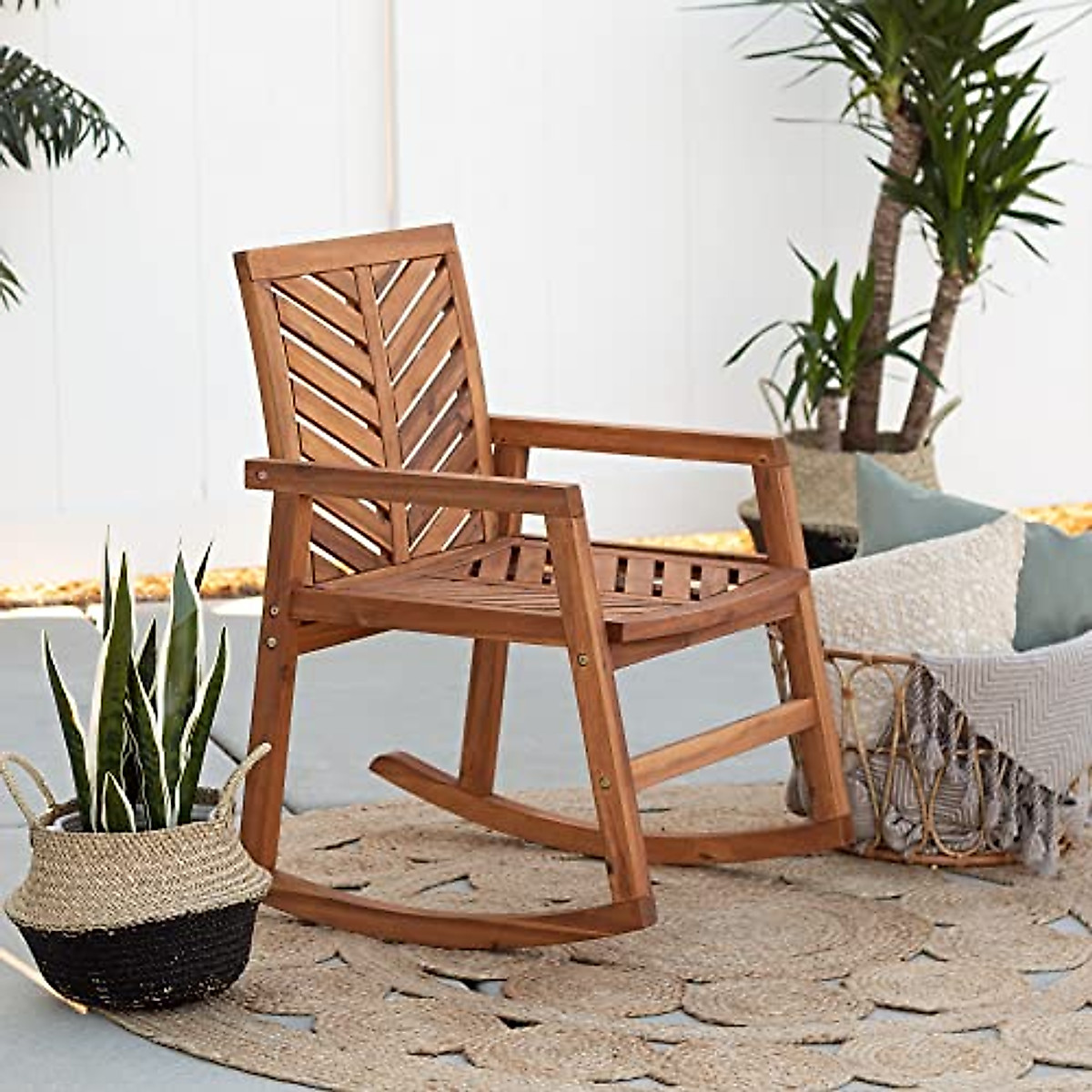 Outdoor Chevron Rocking Chair - Brown