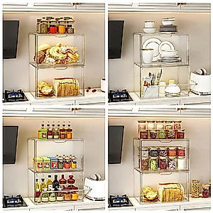 MSHOMELY Large Bread Box for Kitchen Countertop 3 Packs Bread Storage Container, Clear Bread Box for Homemade Bread, Bread Keeper with Bread Bags & Stickers, Bread Bin, Pantry Organziers and Storage