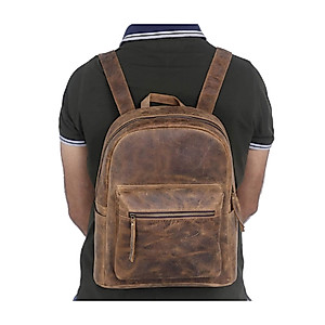 KomalC Leather backpack purse rucksack laptop bag for women & men travel school college hiking travel shoulder camping bag