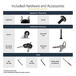StarTech.com 22U Server Rack Cabinet with secure locking door - 4 Post Adjustable Depth (5.5" to 28.7") - 1768 lb capacity - 19 inch Portable Network Equipment Enclosure on wheels/casters (RK2236BKF)
