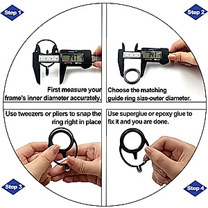 9KM DWLIFE Fishing Rod Repair Ceramic Guide Ring Replacement Kit 14 Sizes 0.13in to 1.86in (A - 28pcs)