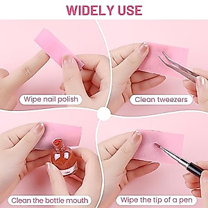 500PCS Nail Polish Remover, Lint Free Nail Wipes Super Absorbent Gel Nail Polish Remover Cotton Pads for Acetone Nail Polish Remover Nail Wipes for Acrylic Gel Nails Clean, Pink