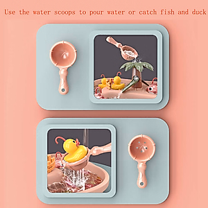 Lovyan Water Circulating Fishing Game Board Play Set with 3 Ducks,3 Fish,2 Water ladles and 2 Fishing Poles, Electronic Toy Fishing Set with 6 Music for Kids Toddlers