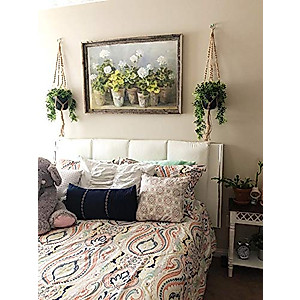 Mkono 2 Pack Macrame Plant Hangers Indoor Hanging Planter Basket Decorative Flower Pot Holder Jute Rope for Indoor Outdoor Home Decor 4 Legs 40 Inch, Brown