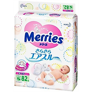 Diapers - Japanese Tapes - Import Diapers Merries Smooth Air-Through - 82 Pieces - S 8-17 lbs - Comfortable Fit - Prevents Leakage from The Sides - Less Pressure On Your Baby's Tummy