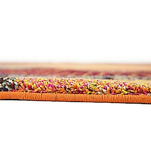 Unique Loom Estrella Collection Rustic, Distressed, Modern, Abstract Area Rug, 8 ft, Orange/Black