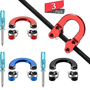 3 Sets Archery D Loop Compound Bow Metal D Loop Metal D Ring Buckle Release Nocking Loop with Screwdrivers for Hunting Accessories