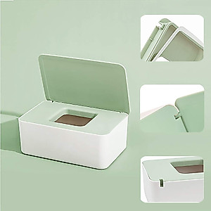 LINGNI Wipes Dispenser, Baby Diaper Wipes Case, Tissue Storage Box, Easy Open & Close Wet Wipe Container, Seal Design Prevent Moisture Loss (1 pc, Light Green)