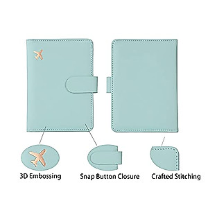 Melsbrinna 2 Pack Passport Holder,Passport Cover Case,Passport Holder with Ideal Holder for Various 4x3 Inch Cards,Rfid Blocking Travel Wallet for Family,Couples,Friends (Pink+Aqua green)