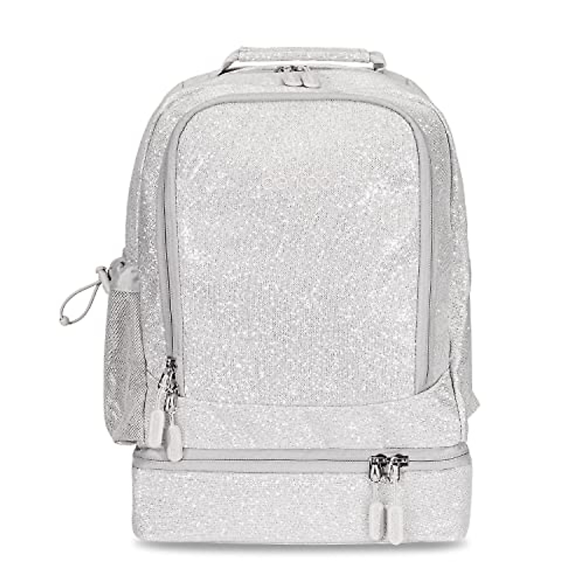 Bentgo® Kids 5-Compartment Lunch Box With Kids 2-in-1 Backpack & Insulated Lunch Bag (Glitter Edition - Silver)
