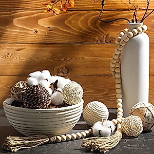 20 Pieces Decorative Balls for Bowls, Assorted Decorative Balls Set, Bowl Decorative Filler and 58 Inches Wood Bead Garland with Tassels for Vase Bowl Filler Table Decoration