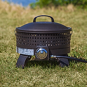 Fire Sense 62133 Sporty Campfire Portable Fire Pit LPG Gas 60,000 BTU Outdoor Firepit Includes Propane Stand Included - Dark Bronze - Round - 15"