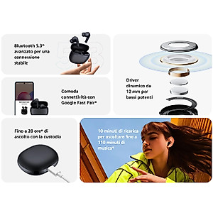 Xiaomi Redmi Buds 4 Active, Advanced Bluetooth® 5.3, 12mm Dynamic Driver, Google Fast Pair, Up to 28 Hours* Long Listening time with case, Black