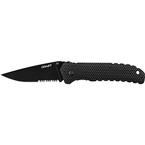 Coast DX344 Double Lock Folding Knife with 3.5" Serrated Stainless Steel Blade