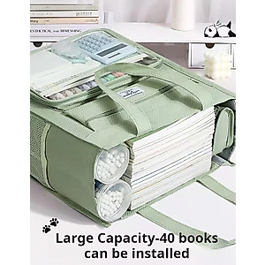 UIVXXUD Portable 8-Layer Canvas Tote Bag with Large Capacity, Ideal for Tutoring, Carrying Books, and Documents, Includes Pens and Panda Stickers (Purple)