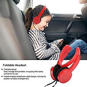 Demeras Kids Headphones Foldable Wired Headset Children Headphone with Microphone Boys Girls On Ear Headset for Online Learning (red)