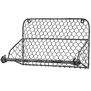 Tribello Farmhouse Wall Paper Towel Holder Chicken Wire Wall Decor Galvanized Metal Finish