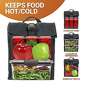 Insulated Lunch Bag | Adult Lunch Bag | Reusable Lunch Bags | Thermal Lunch Bag | Lunch Bag with Strap | Lunch Bag for Men | Women Lunch Bags for Work | Lunch Bags for Women (Black)