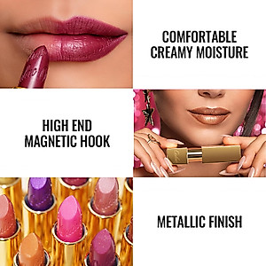 Oulac Coral Orange Lipstick for Women with Metallic 3D Shine Lightweight Hydrating Formula, High Impact Lip Color, Vegan Beauty, Full Coverage Lip Makeup, Be Happy(05)