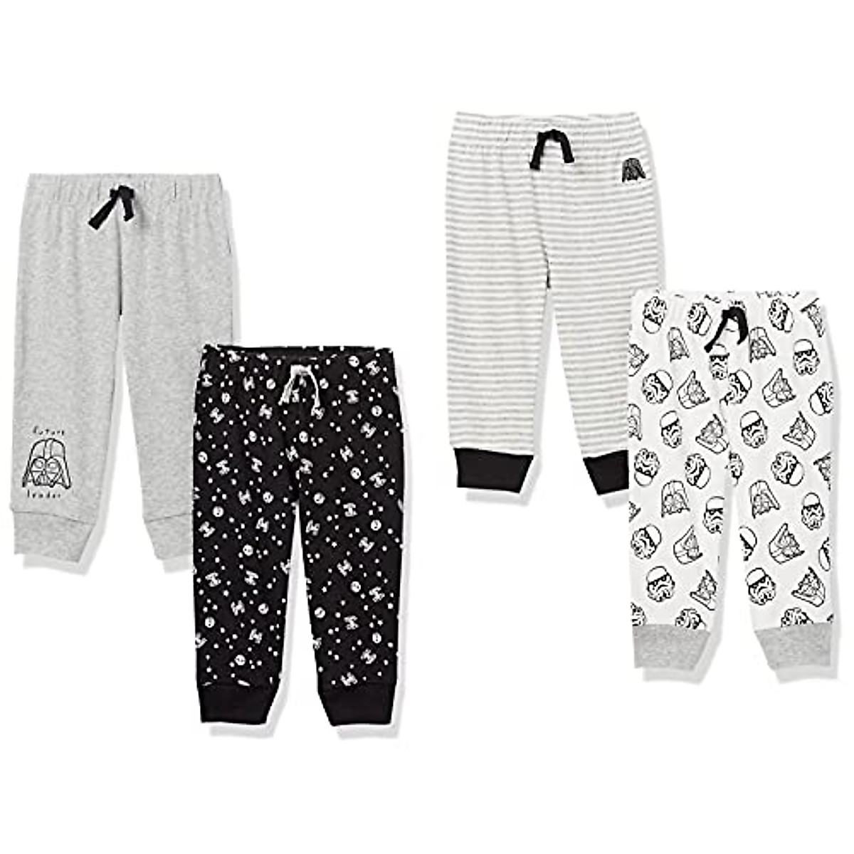 Amazon Essentials Disney | Marvel | Star Wars Baby Boys' Pants, Pack of 4, Star Wars Tiny Trooper, 18 Months
