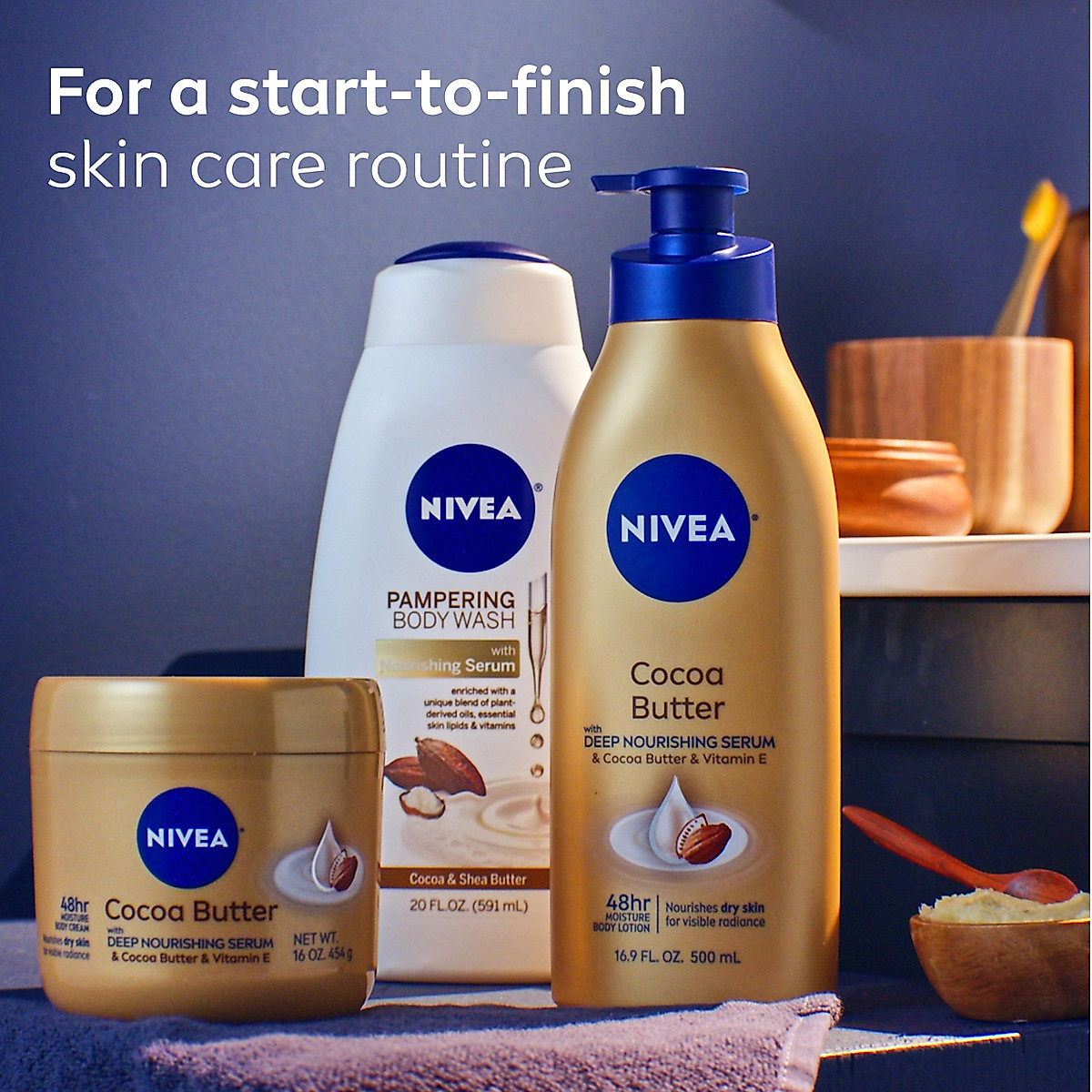 NIVEA Cocoa Butter Body Lotion with Deep Nourishing Serum, Scented Body Lotion, 16.9 Fl Oz Pump Bottle