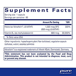 Pure Encapsulations B12 Folate | Energy Supplement to Support Nerves* | 60 Capsules