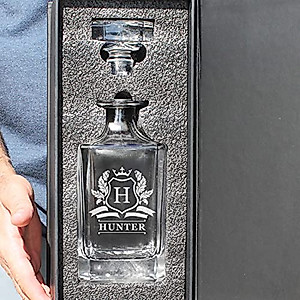 Custom Engraved Whiskey Decanter - Personalized with Cavalier Design