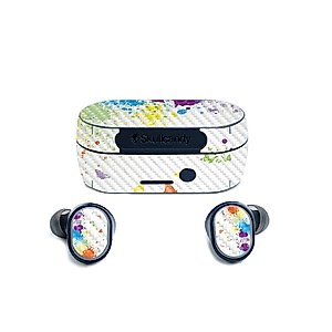 MightySkins Carbon Fiber Skin for Skullcandy Sesh True Wireless Earbuds - Splash of Color | Protective, Durable Textured Carbon Fiber Finish | Easy to Apply | Made in The USA