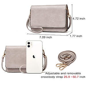 BROMEN Small Crossbody Bags for Women Cell Phone Purse Wristlet Wallet Clutch Purse Grey