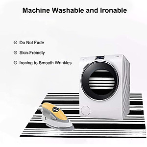 Black and White Striped Outdoor Rug, 2’ x 4.3’ Cotton Hand-Woven Reversible Front Porch Rug Washable Front Door Mat Entryway Rugs Welcome Layered Doormat Carpet for Patio Farmhouse Kitchen