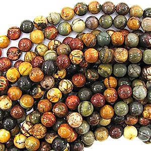 Z.A Gems Natural Picasso Jasper Beads Smooth Plain Polished Round Ball Loose Gemstone Strand Beads, AAA Quality Jewelry Making (6 mm 15 Inch)