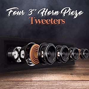 Pyle-Pro 4 Way DJ Speaker System, 300 Watt Power, 150 RMS, Four 3 Inch Horn Piezo Tweeters, 8 Ohm Impedance, Full Range Audio Reproduction, Black Carpeted Finish