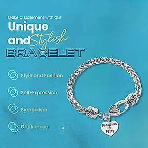 Infinity Collection 50th Birthday Charm Bracelet - Fabulous and Fifty Gift for Her, Unique Birthday Bracelet