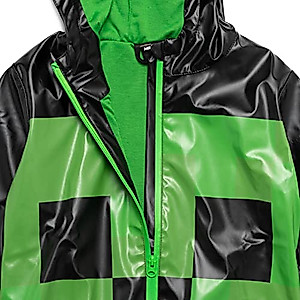 Minecraft Creeper Big Boys Zip Up Raincoat Jacket Black 18-20