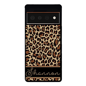 Leopard Animal Skin Personalized Black Rubber Phone Case Compatible With Google Pixel 8 Pro, 8a, 8, 7a, 7, Pixel 7 Pro, 6a, Pixel 6 Pro, 6, 5, 4a 5G, 4a 4G, 4, 4 XL, 3a, 3a XL, 3, 3 XL, 2 XL, 2